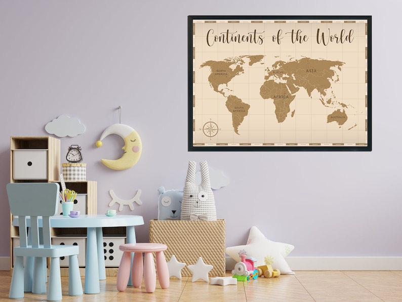 Continents Poster, INSTANT DOWNLOAD Montessori Poster, Printable ...