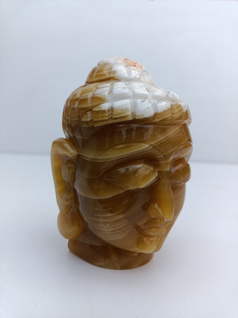 Yellow Calcite Stone Buddha, Handmade Buddha Statue , Handcarved Yellow ...