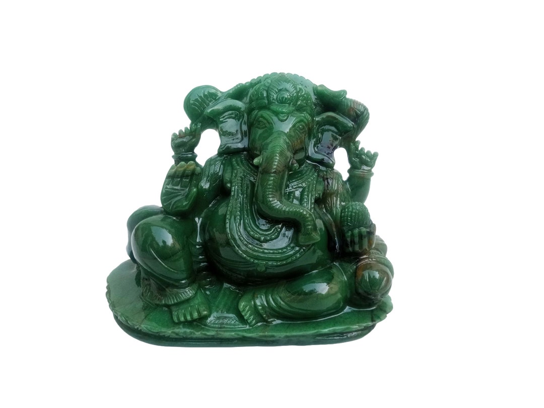 Columbian Jade Ganesha, Handmade Ganesh Statue Handcarved Jade Stone ...
