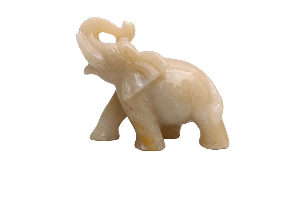 Hand Carved Yellow Quartz Elephant Statue, Animal Totem - Etsy