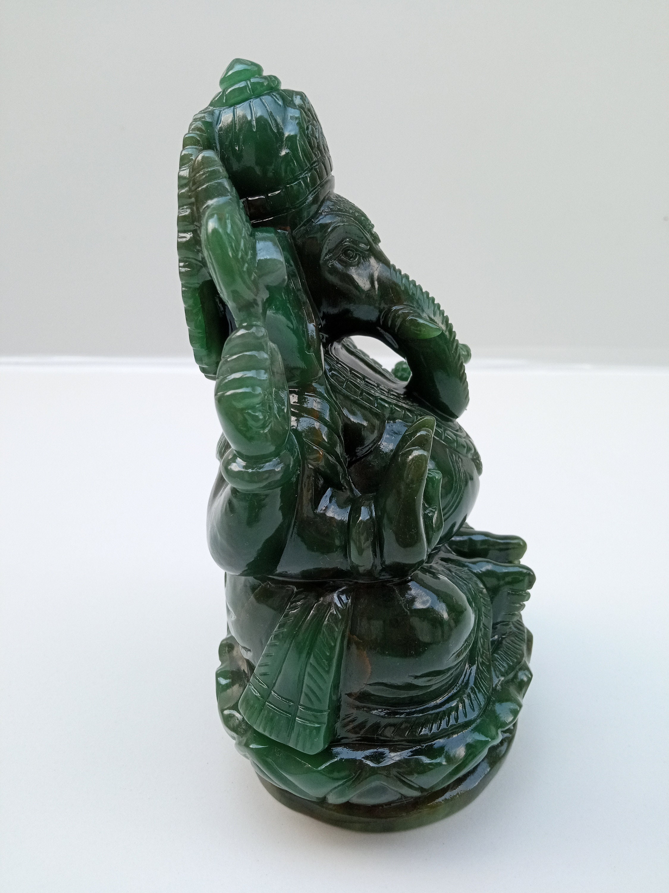 Columbian Jade Ganesha, Handmade Ganesh Statue, Handcarved Jade Stone ...