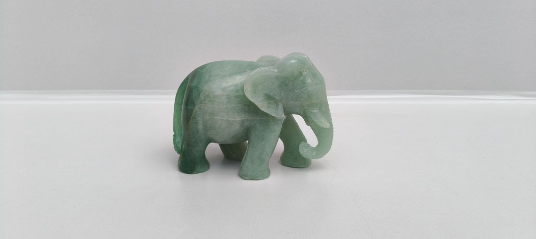 Handmade Light Green Aventurine Elephant Hand Carved Gemstone Elephant ...