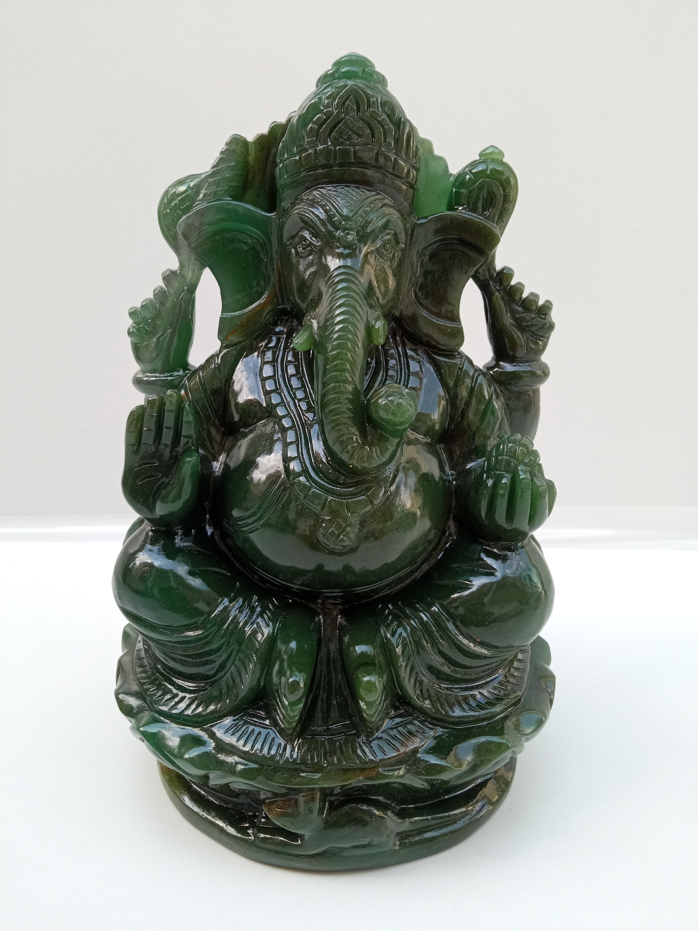 Columbian Jade Ganesha, Handmade Ganesh Statue, Handcarved Jade Stone ...