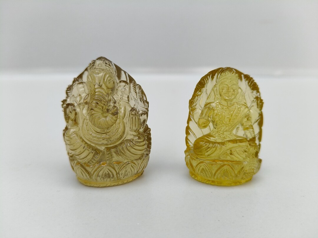 Handmade Lemon Quartz Laxmi Ganesh Statue Pair, Pooja Room Decor - Etsy