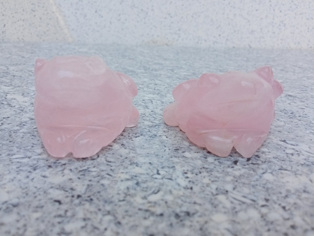 2 Pack of Natural Rare Rose Quartz Frog Carved, Quartz Crystal Animal ...