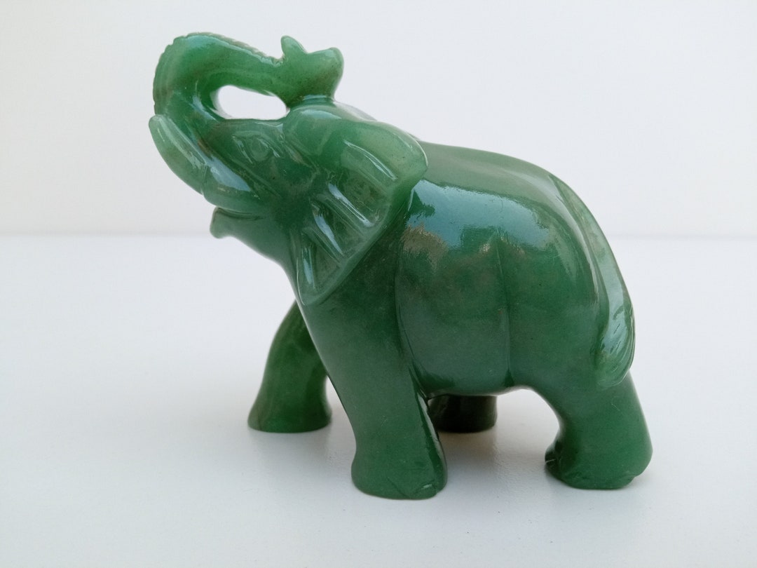 Handmade Light Green Aventurine Elephant Hand Carved Gemstone Elephant ...