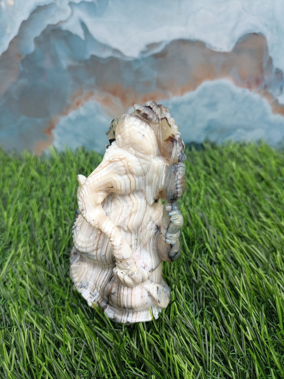 Handmade Chalcedony Stone Ganesha Statue, Handcarved Gemstone Idol - Etsy