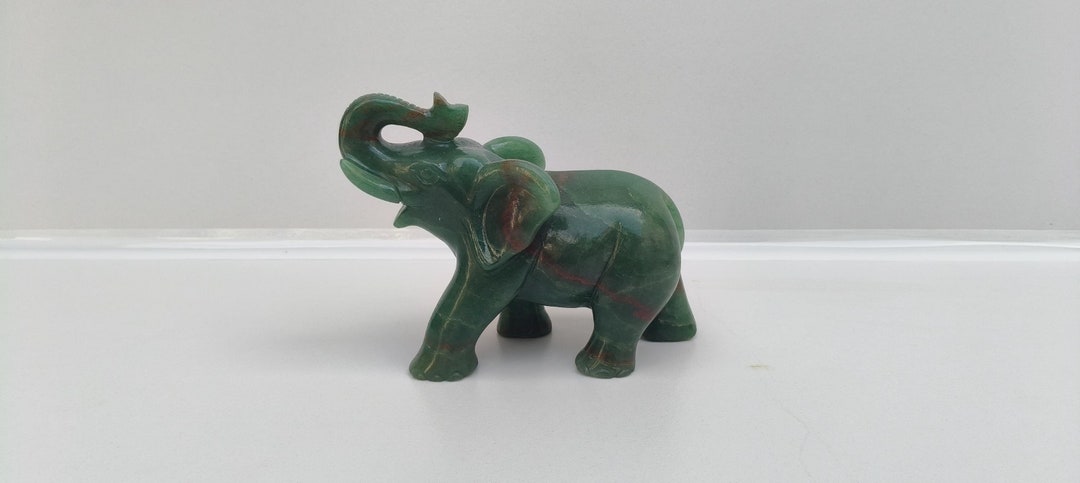 Handmade Light Green Aventurine Elephant Hand Carved Gemstone Elephant ...