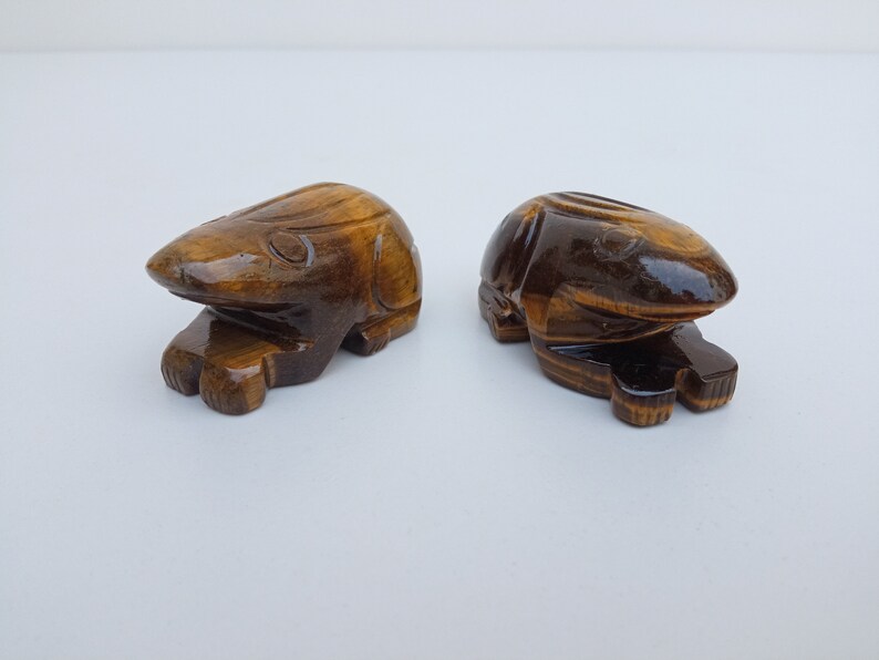 Tiger Eye Crystal Frog Carving Set, Natural Stone Healing - Etsy