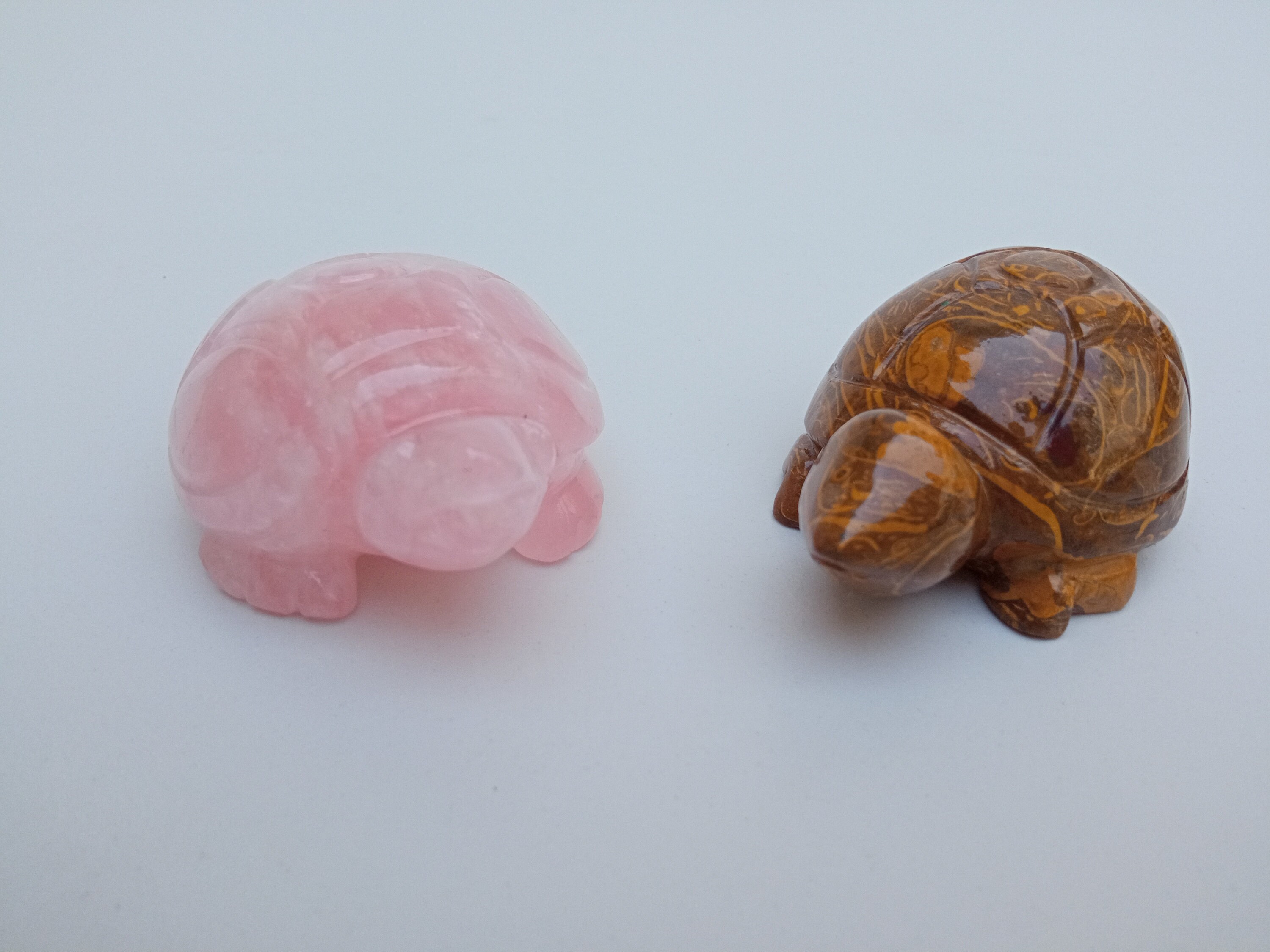 Pack of 2 Hand Carved Rose Quartz Stone Tortoise, Tortoise Carving ...