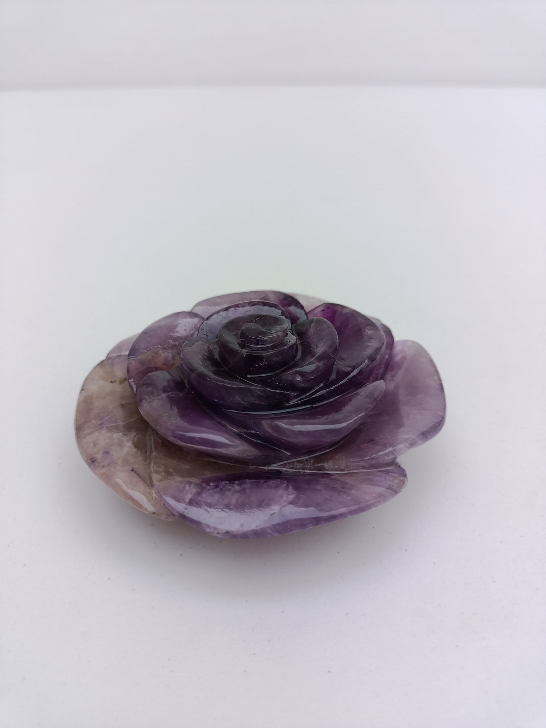 Handcarved Amethyst Stone Flower Carving, Pink Quarts Flower , Amethyst ...