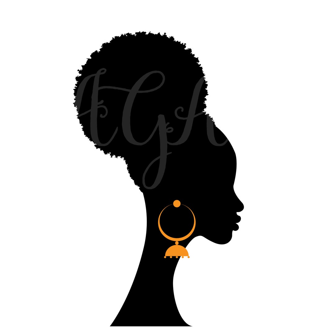 Afro Woman, , Side View, Afro Puff, PNG, Earrings, Textured Hair ...