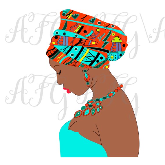 Beautiful Black Woman Head Scarf African Woman Clipart - Etsy