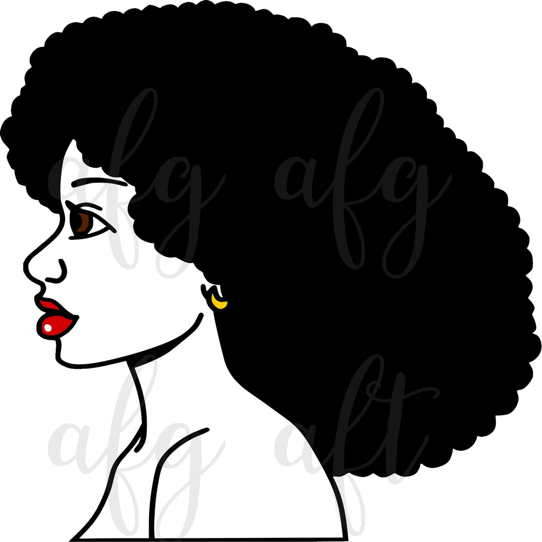African American Woman , Clipart, Side, Instant Download, Sublimation ...