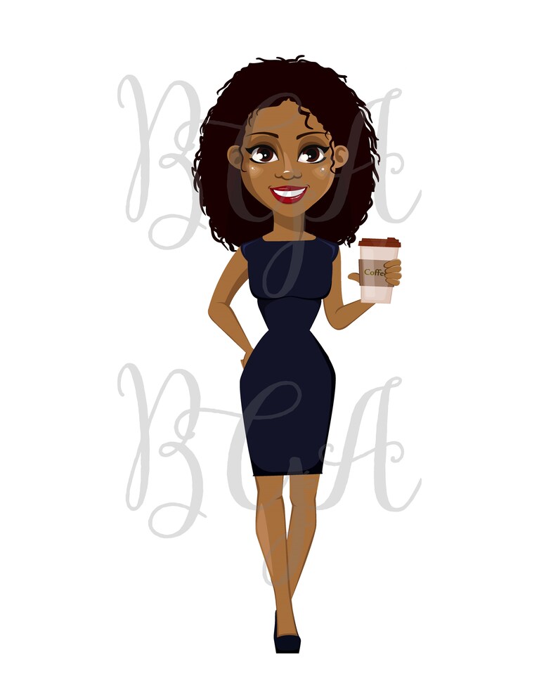 Coffee African American Woman, Clipart, Instant Download, Sublimation ...