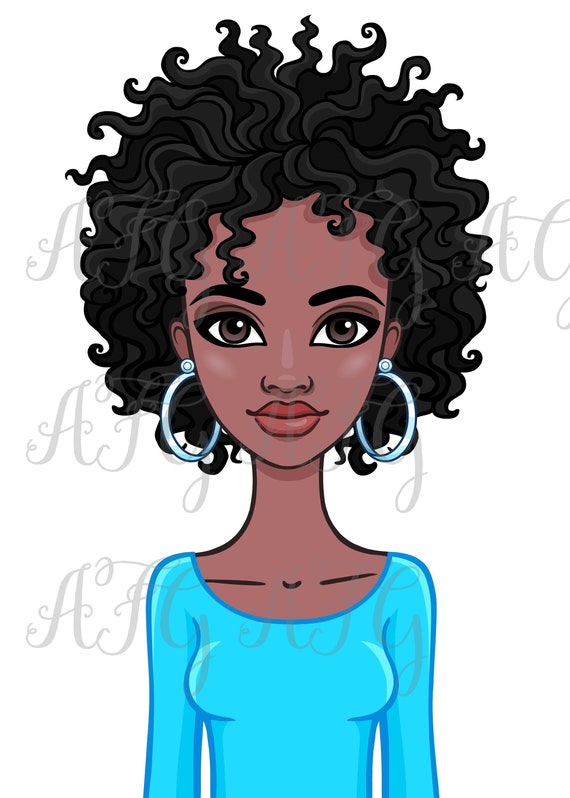 Pretty African American Woman Clipart Beautiful Black Woman - Etsy