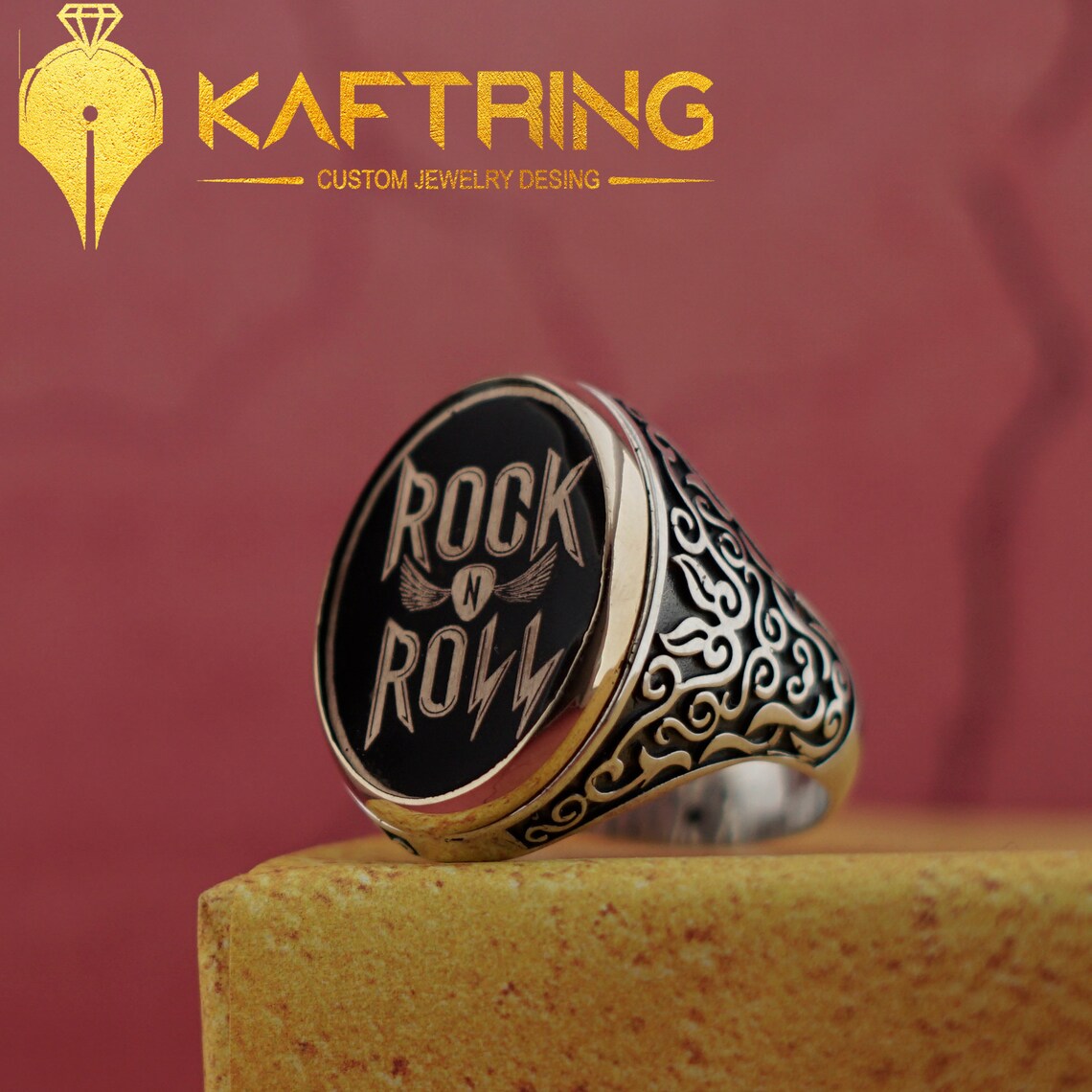Rock n roll ring Rock and roll stuff Personalized ring for | Etsy