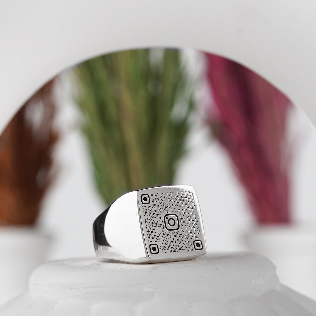 Qr Code Ring Customizable Qr Ring Digital Business Card Etsy
