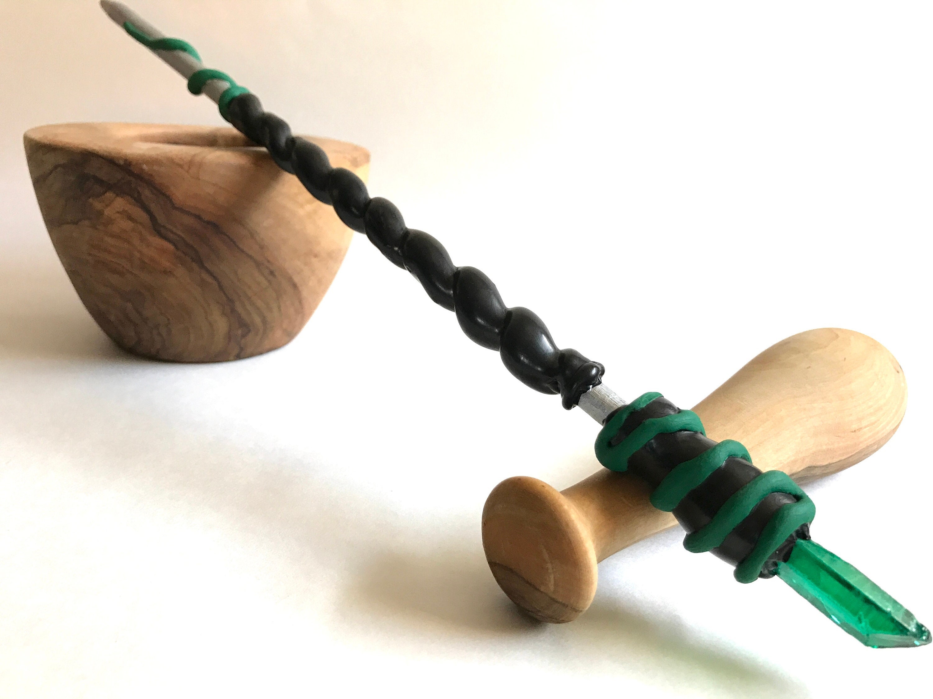 Green Crystal Magic Witch Wand Wiccan Magick Wand Wizard - Etsy