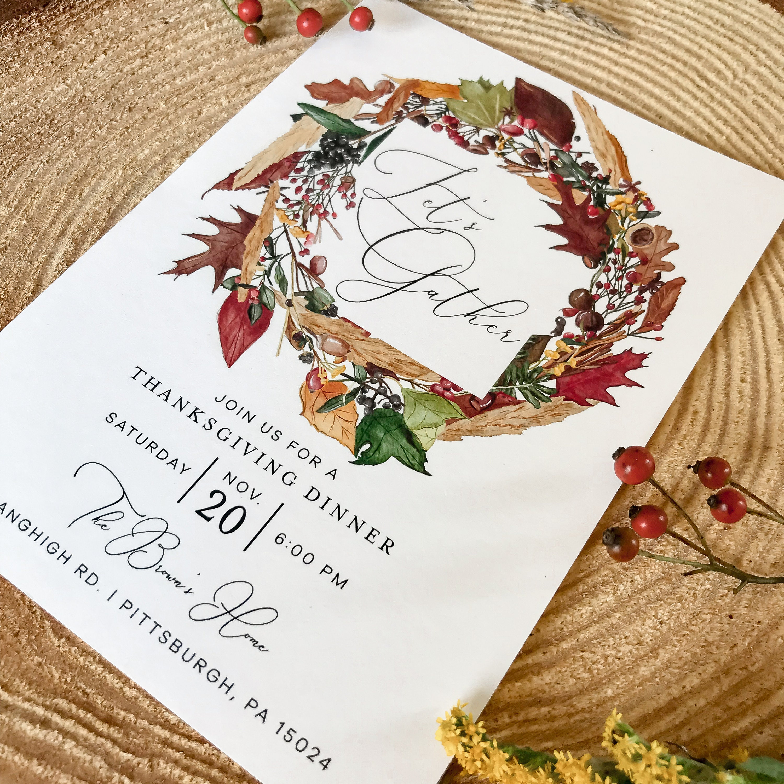 EDITABLE Thanksgiving Invitation, Autumn Thanksgiving Invitation ...