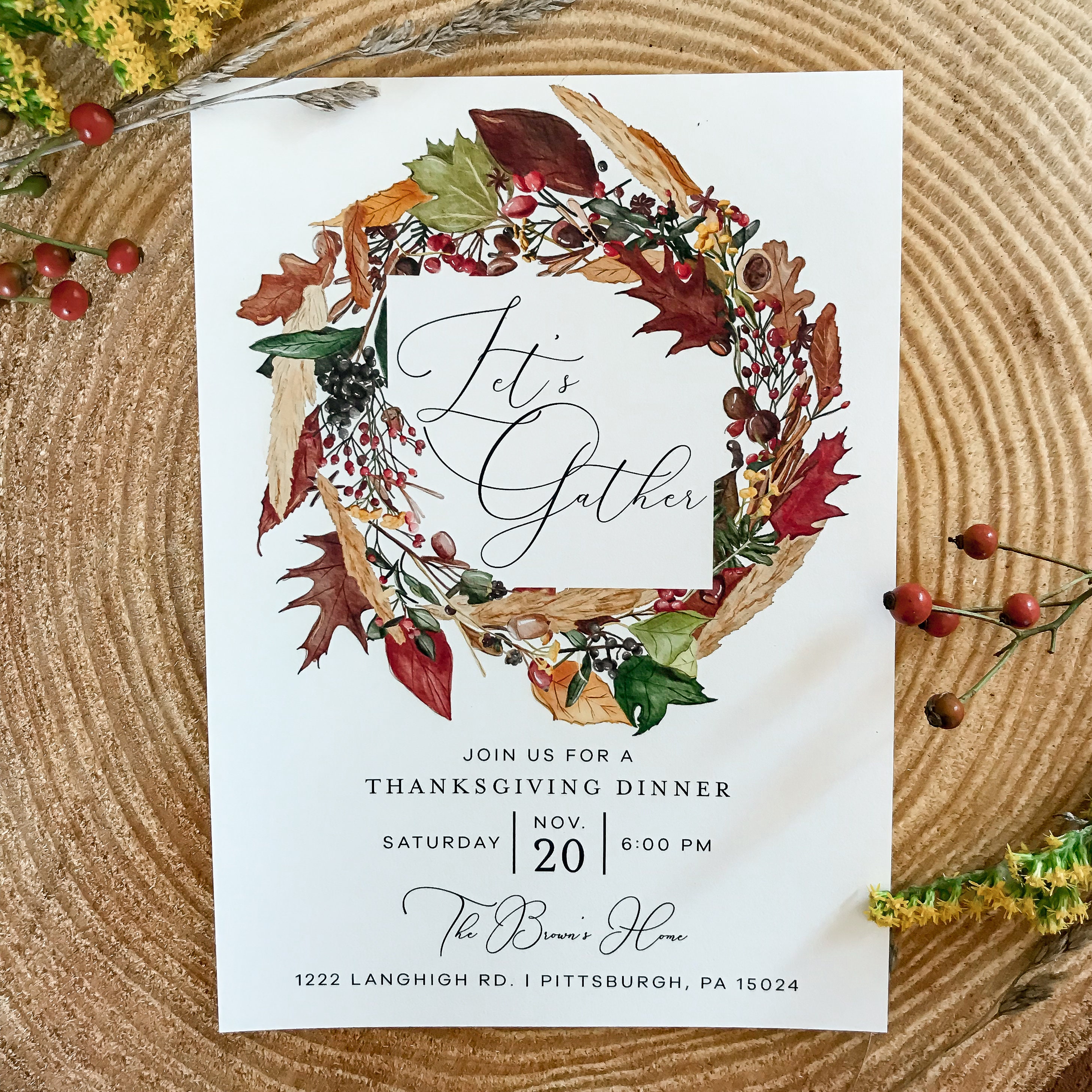 EDITABLE Thanksgiving Invitation, Autumn Thanksgiving Invitation ...