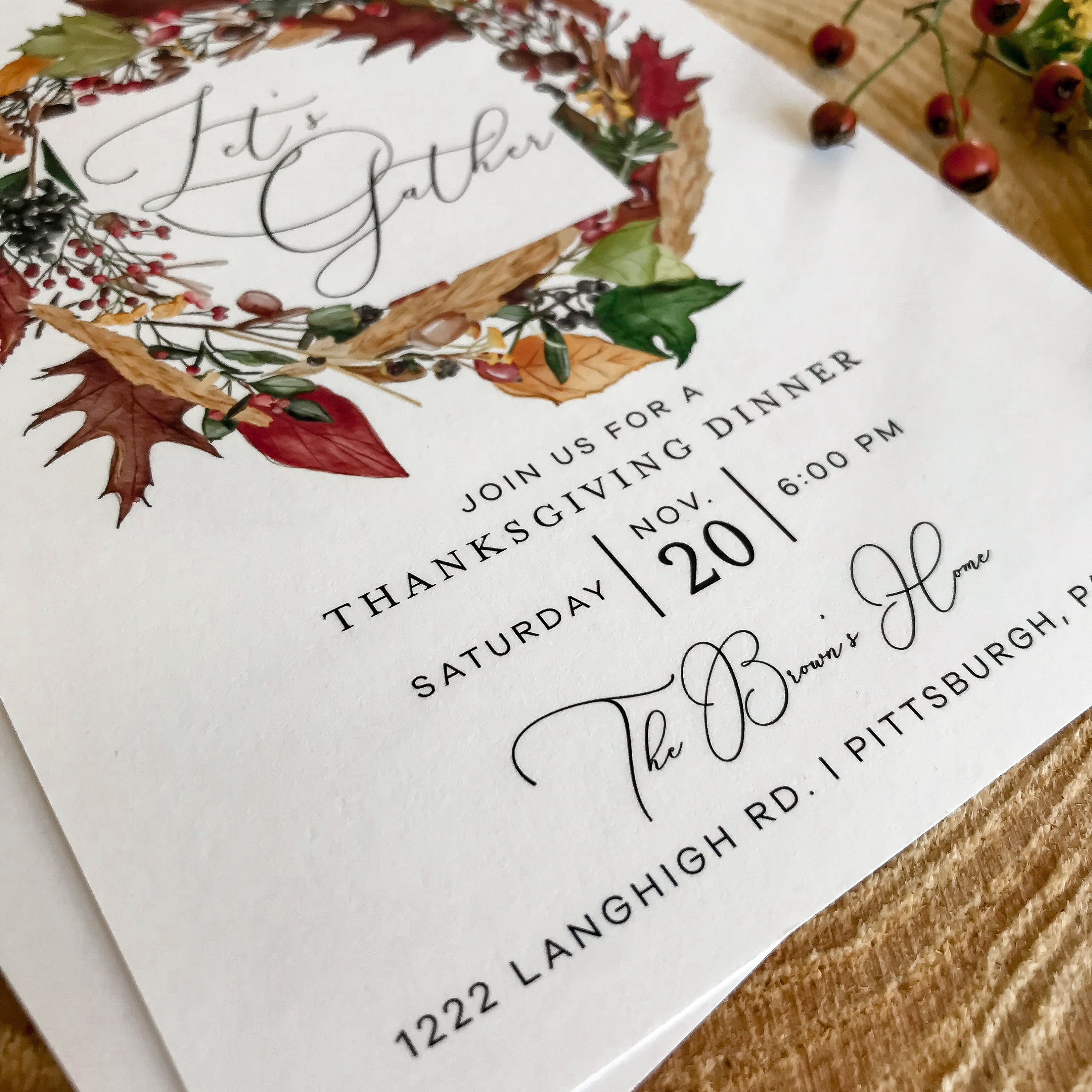 EDITABLE Thanksgiving Invitation, Autumn Thanksgiving Invitation ...