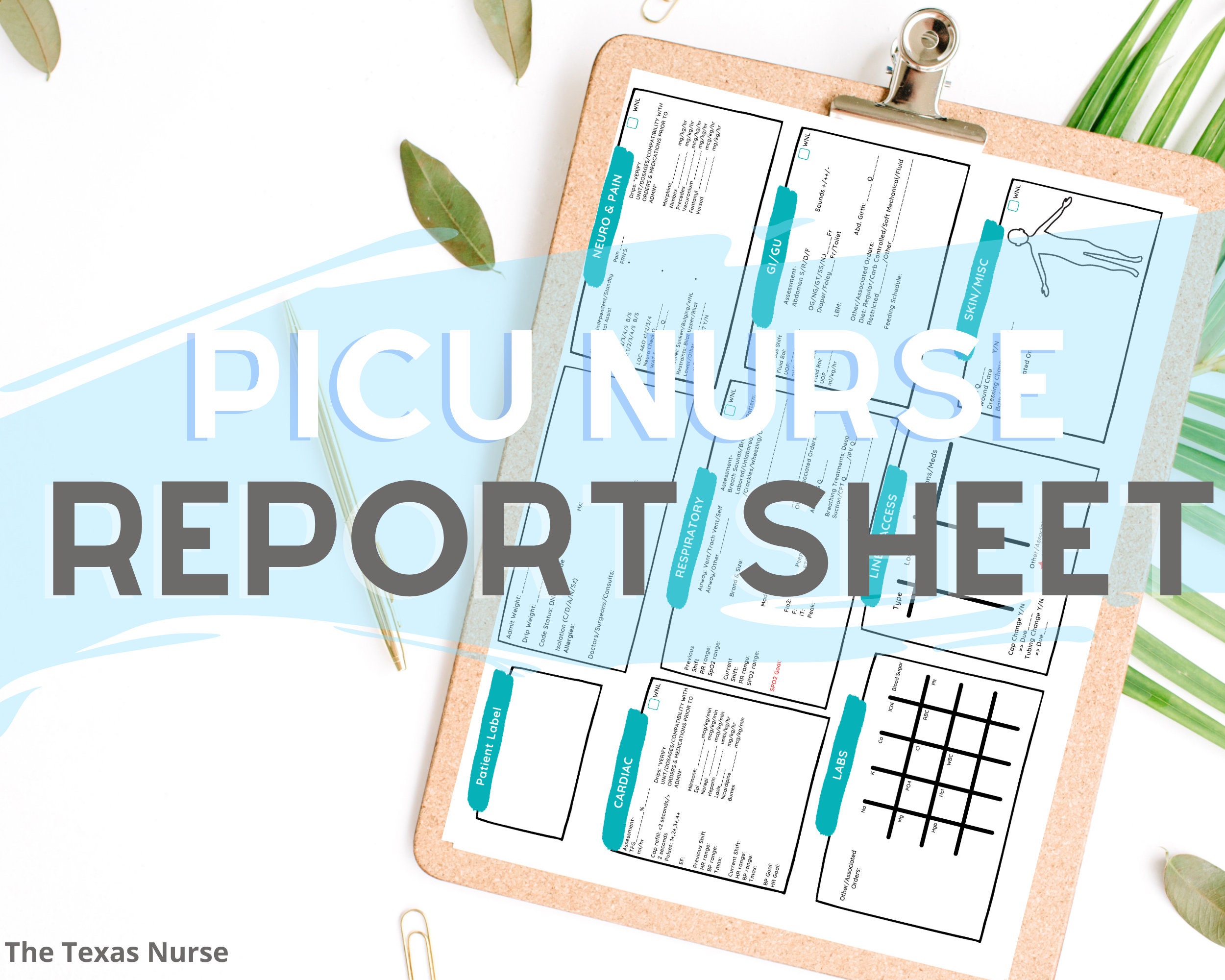 Printable- Instant Download-picu (pediatric Intensive Care Unit) Report ...