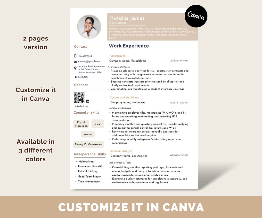 Modèle de CV exécutif moderne 2022 | CV simple et clair | CV comptable ...