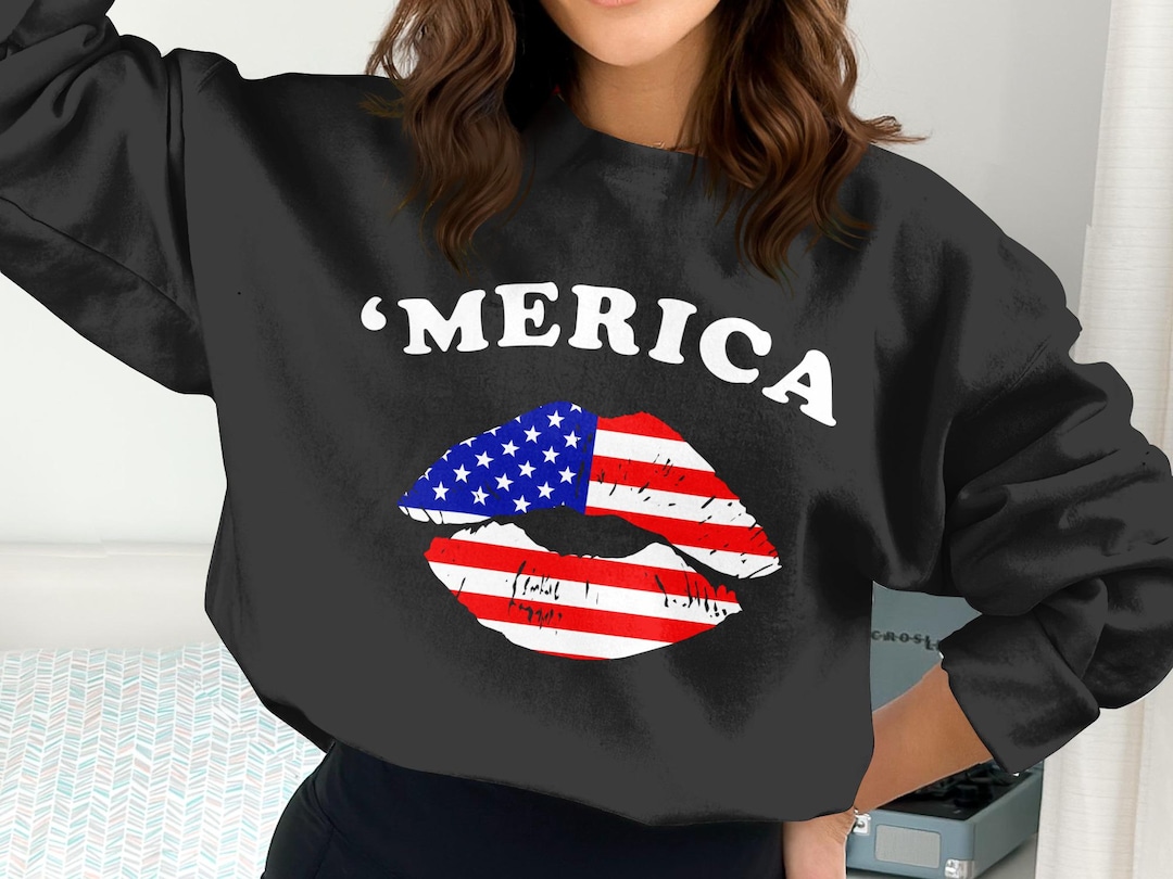 Merica Lips Digital, Digital Download PNG, Patriotic USA Flag Lips, 4th ...