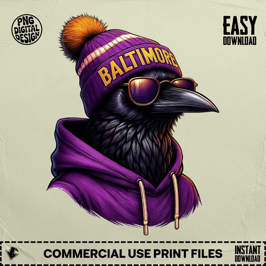 Baltimore Raven Crow PNG, Cool Bird With Hoodie Beanie, Sunglasses ...