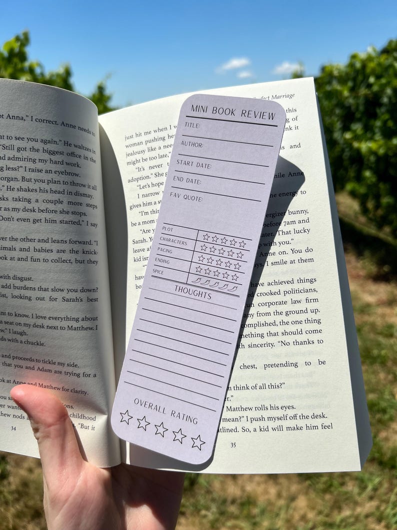 Mini Book Review Bookmark | Book Tracker - Etsy