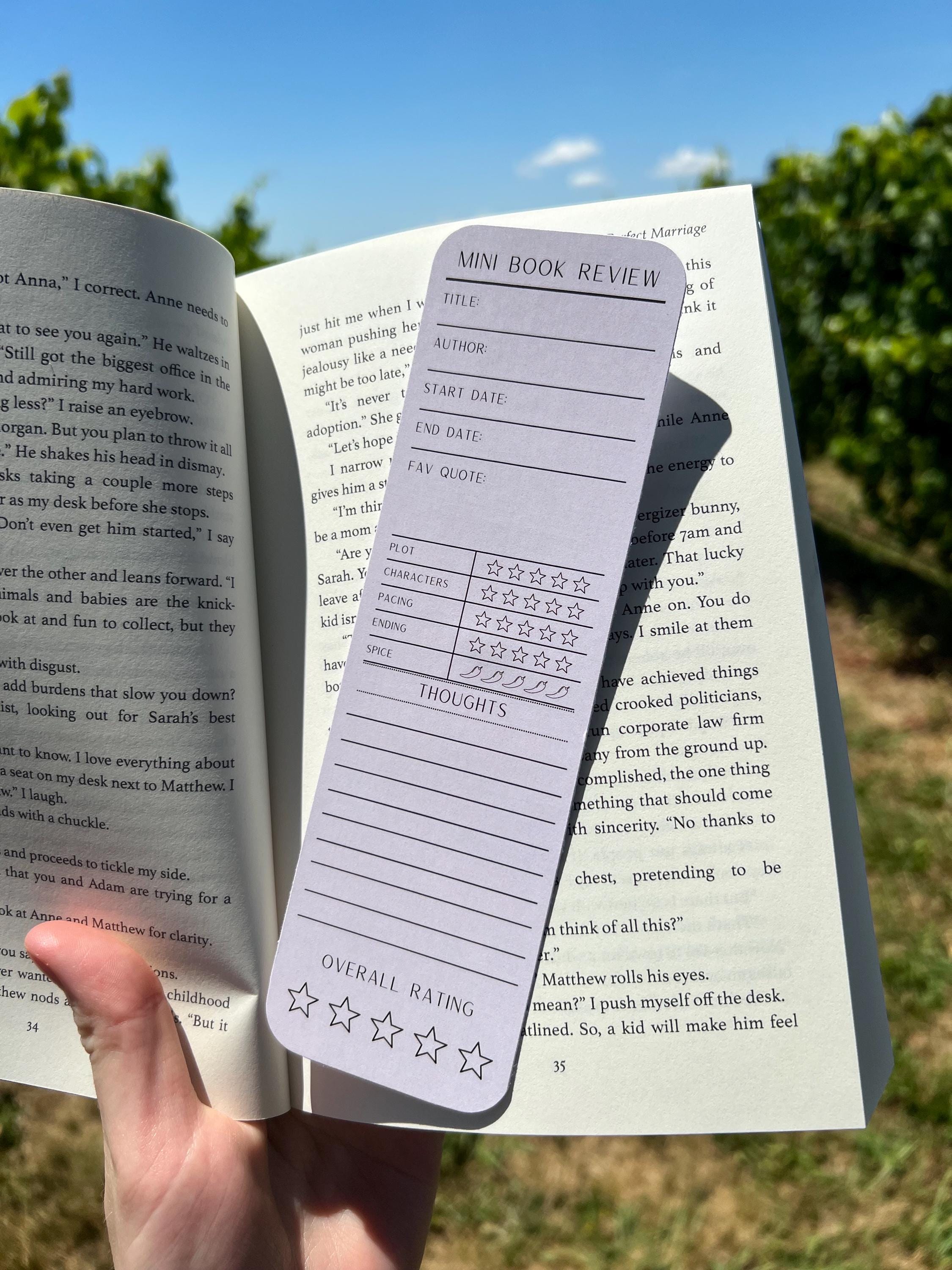 Mini Book Review Bookmark | Book Tracker - Etsy