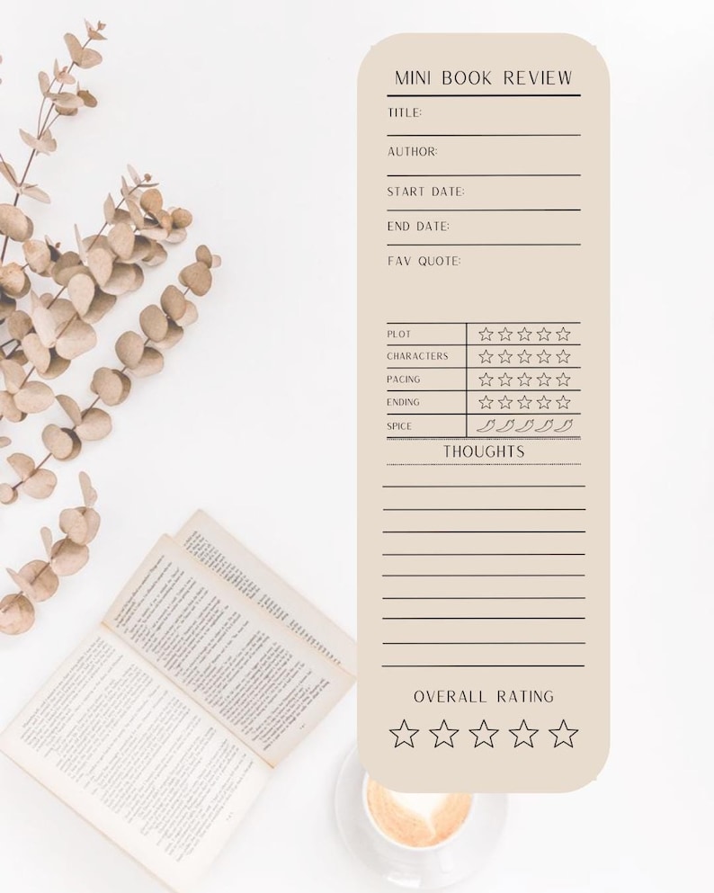 Mini Book Review Bookmark | Book Tracker - Etsy
