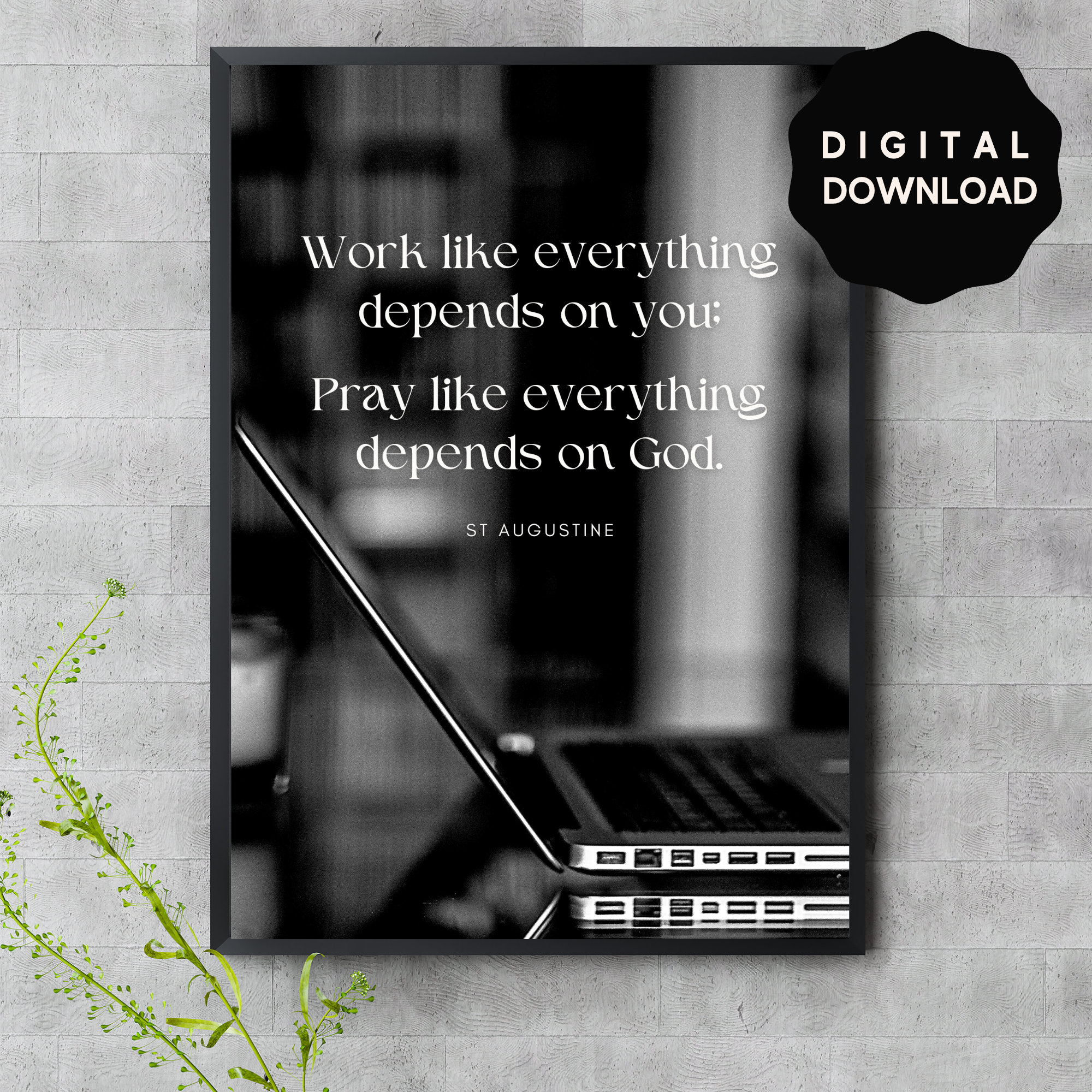 Work and Pray / Saint Augustine / Digital Download / Wall Art / Home ...
