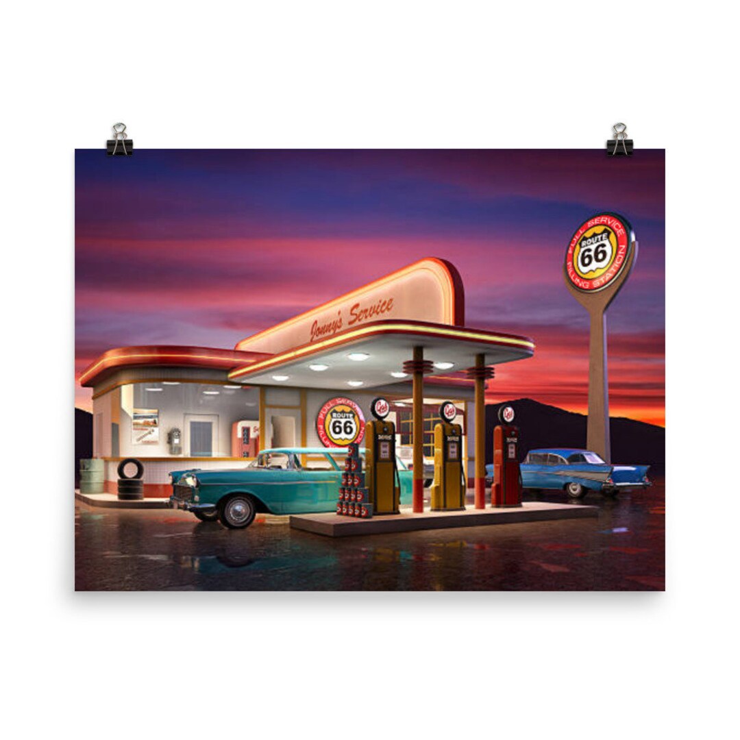 Retro Poster Route 66 - Etsy
