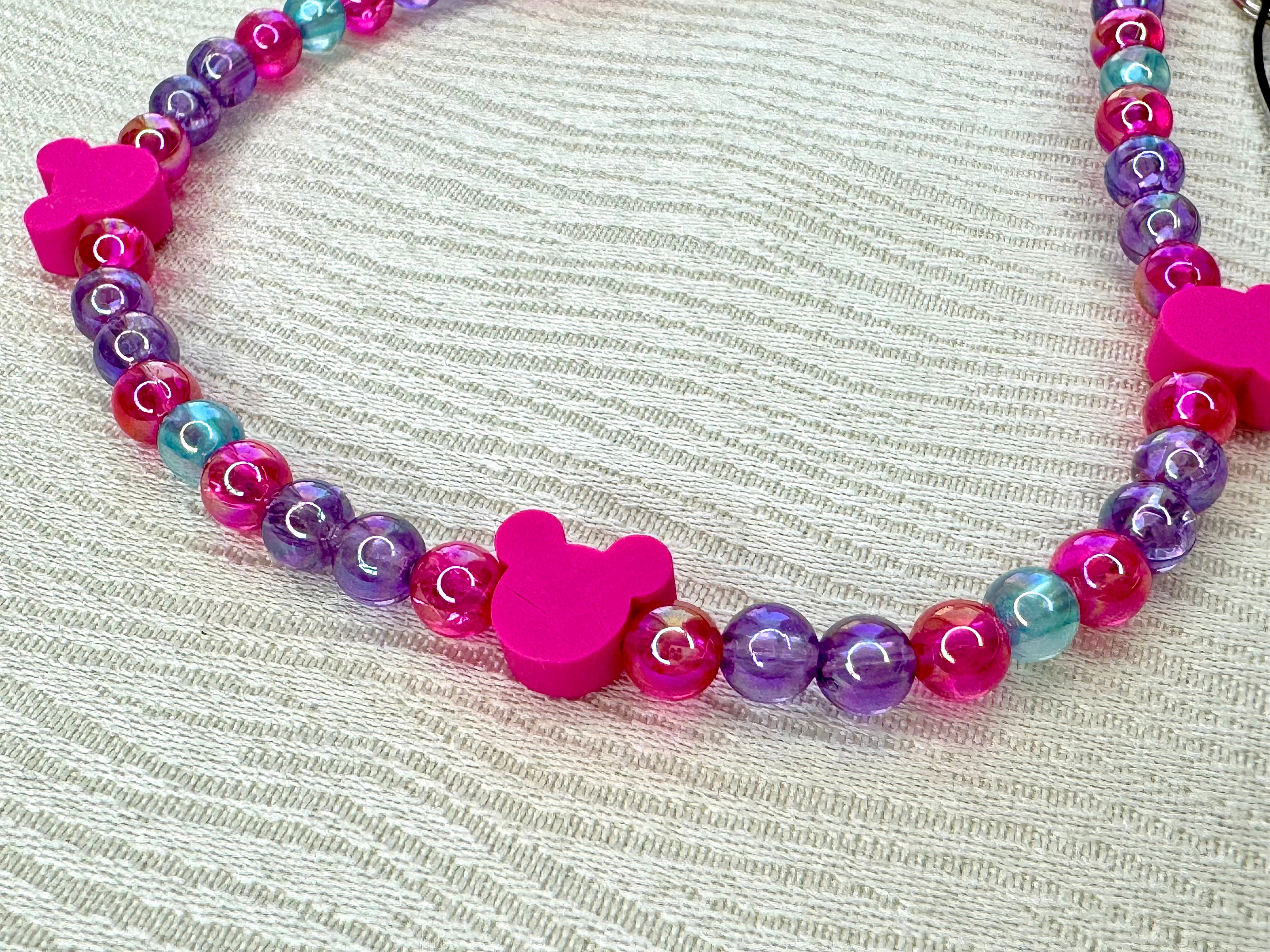 Pink, Purple, and Blue Disney Mickey Mouse Phone Charm, Phone Wristlet ...