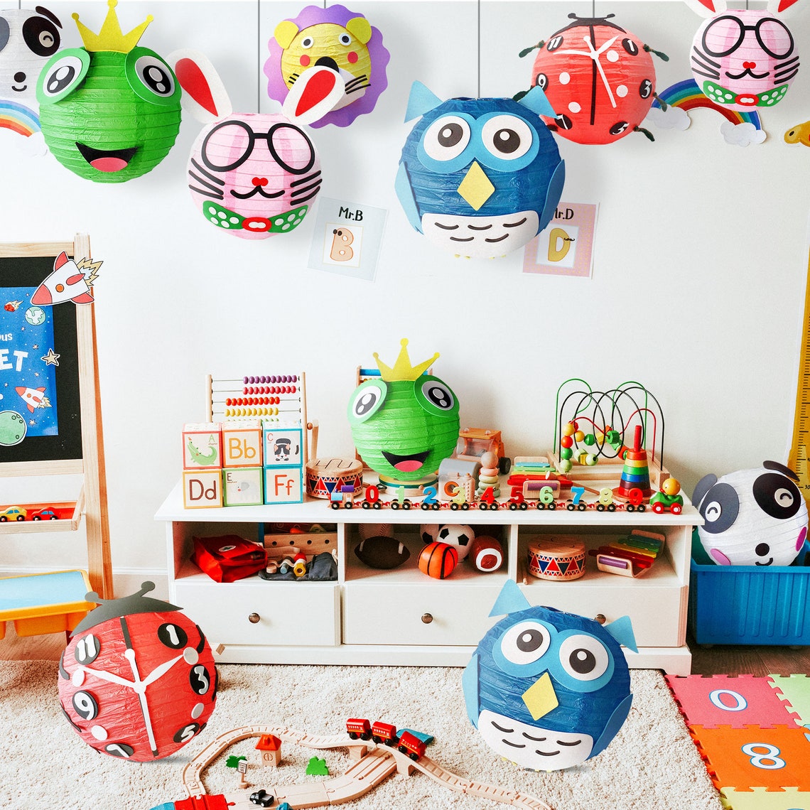 Animal Chinese Paper Lantern Party Decoration and Kit. 6 Colorful ...