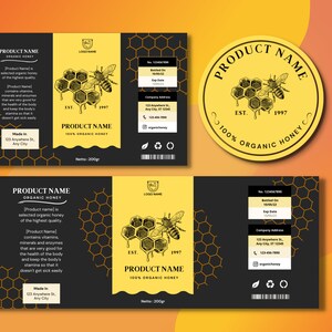 Landscape Editable Honey Label, DIY Label Template, DIY Label Sticker ...