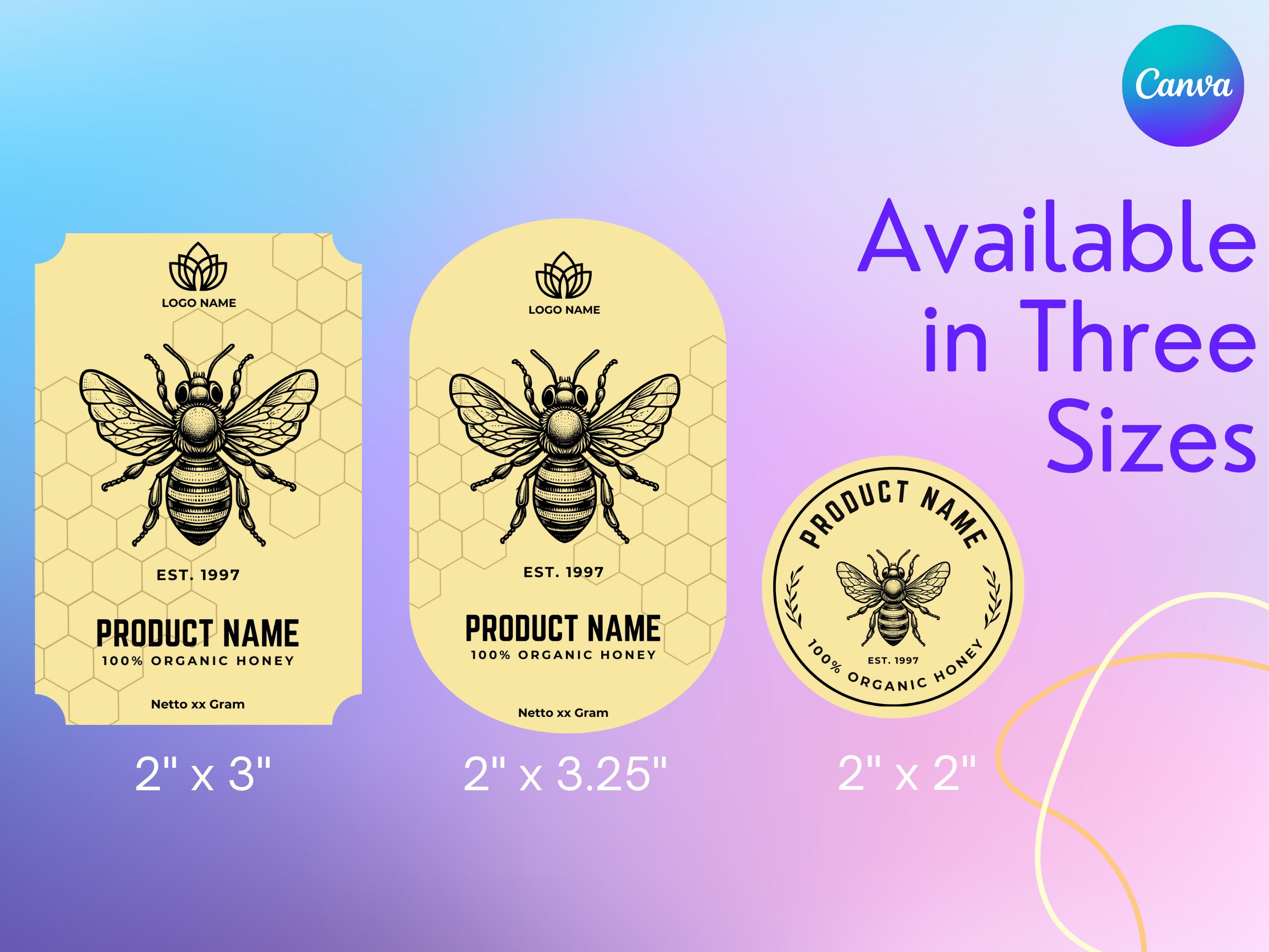 Portrait Editable Honey Label, DIY Label Template, DIY Label Sticker ...