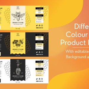 Landscape Editable Honey Label, DIY Label Template, DIY Label Sticker ...