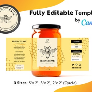 Landscape Editable Honey Label, DIY Label Template, DIY Label Sticker ...