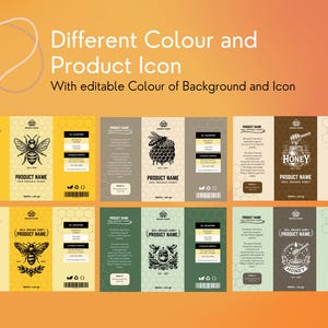 Landscape Editable Honey Label, DIY Label Template, DIY Label Sticker ...