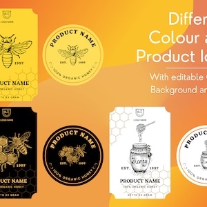 Portrait Editable Honey Label, DIY Label Template, DIY Label Sticker ...