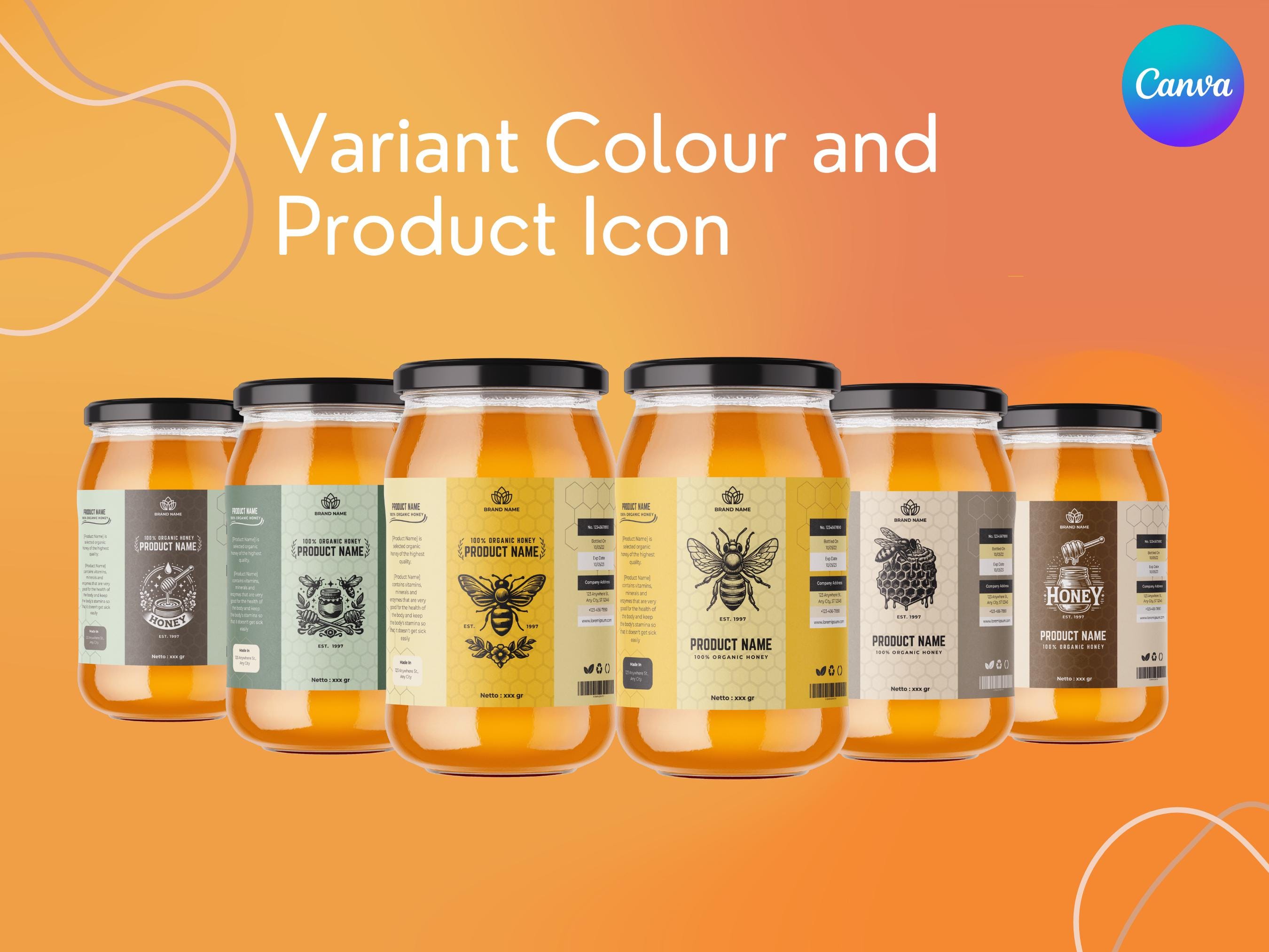 Landscape Editable Honey Label, DIY Label Template, DIY Label Sticker ...