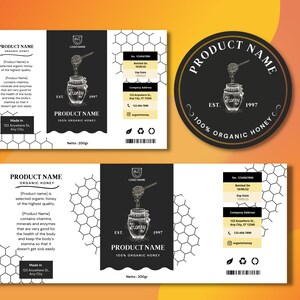 Landscape Editable Honey Label, DIY Label Template, DIY Label Sticker ...