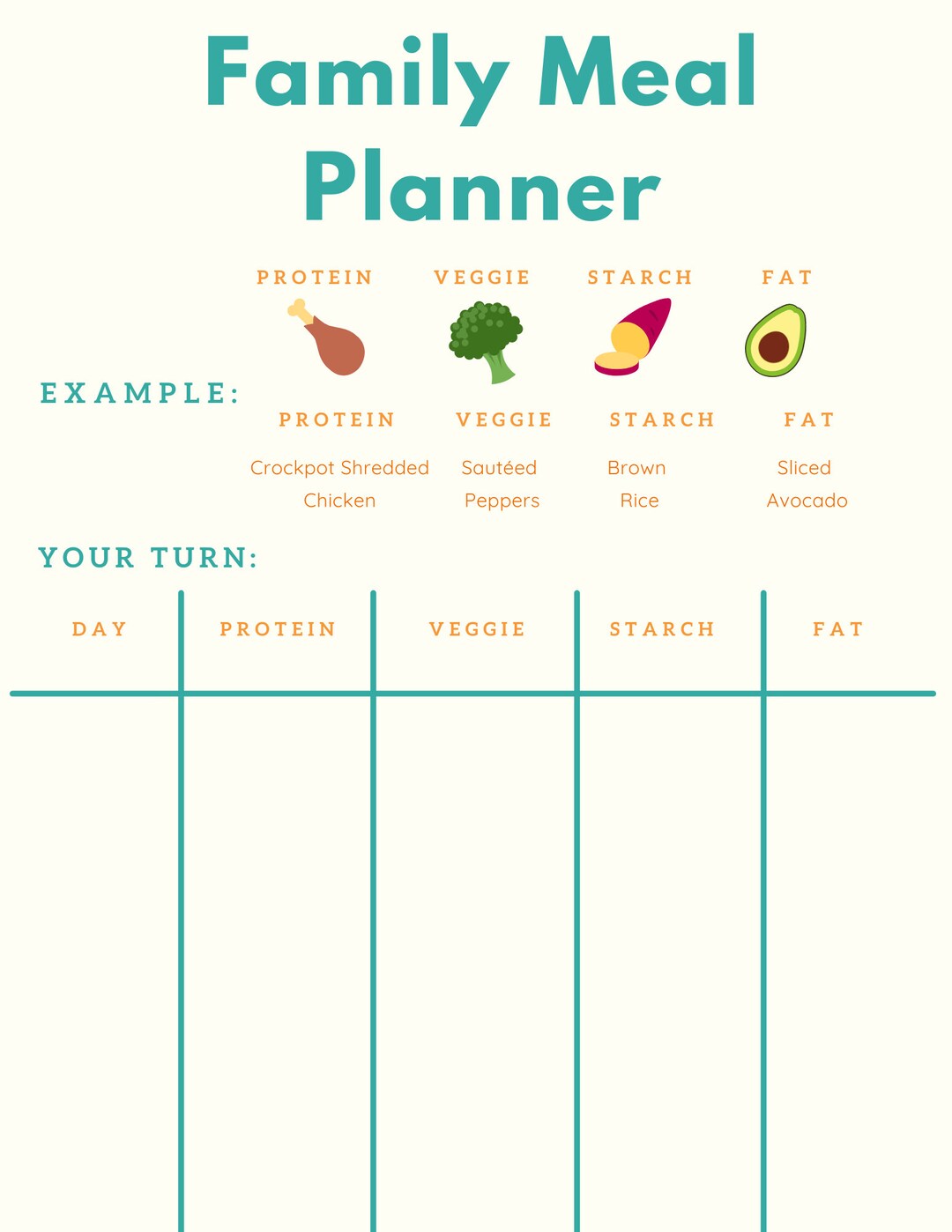 Easy Family Meal Planner - Etsy