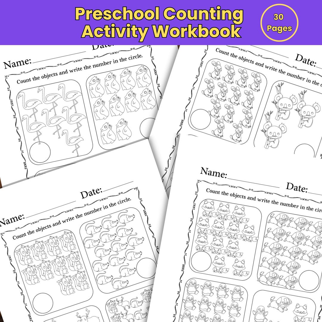 Preschool Counting Activity Workbook | Printable Worksheets, Early Math ...