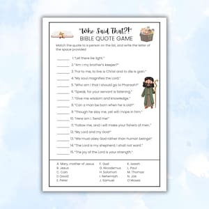 Bible Trivia Game. Who Said That? Bible Quote Game, Printable Bible ...