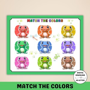Frog Color Matching Game: Lilypad Activity, Preschool Printable (US ...