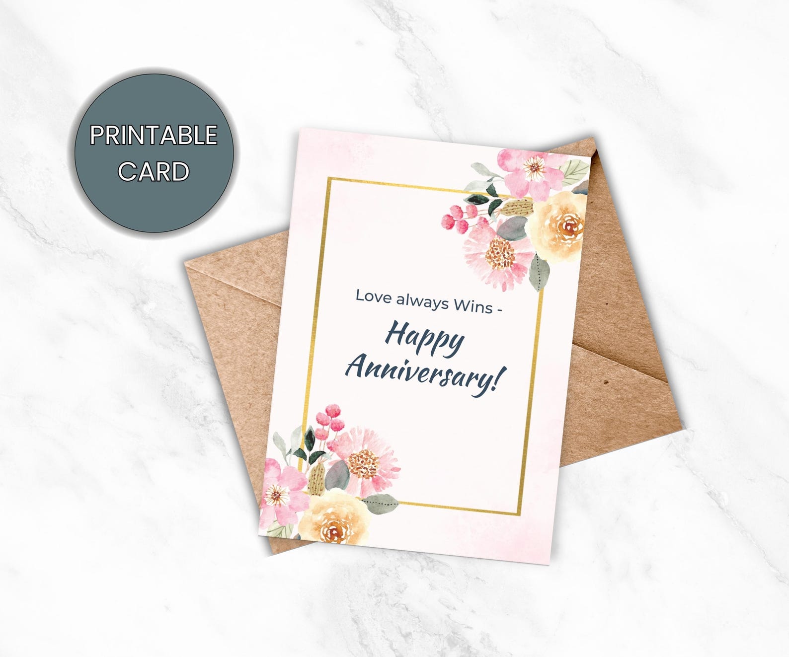 Happy Anniversary Card, Instant PDF Download, Printable and Digital - Etsy